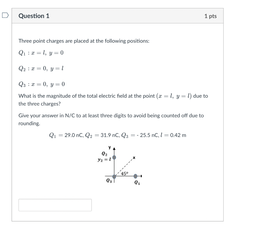 Solved Three point charges are placed at the following | Chegg.com