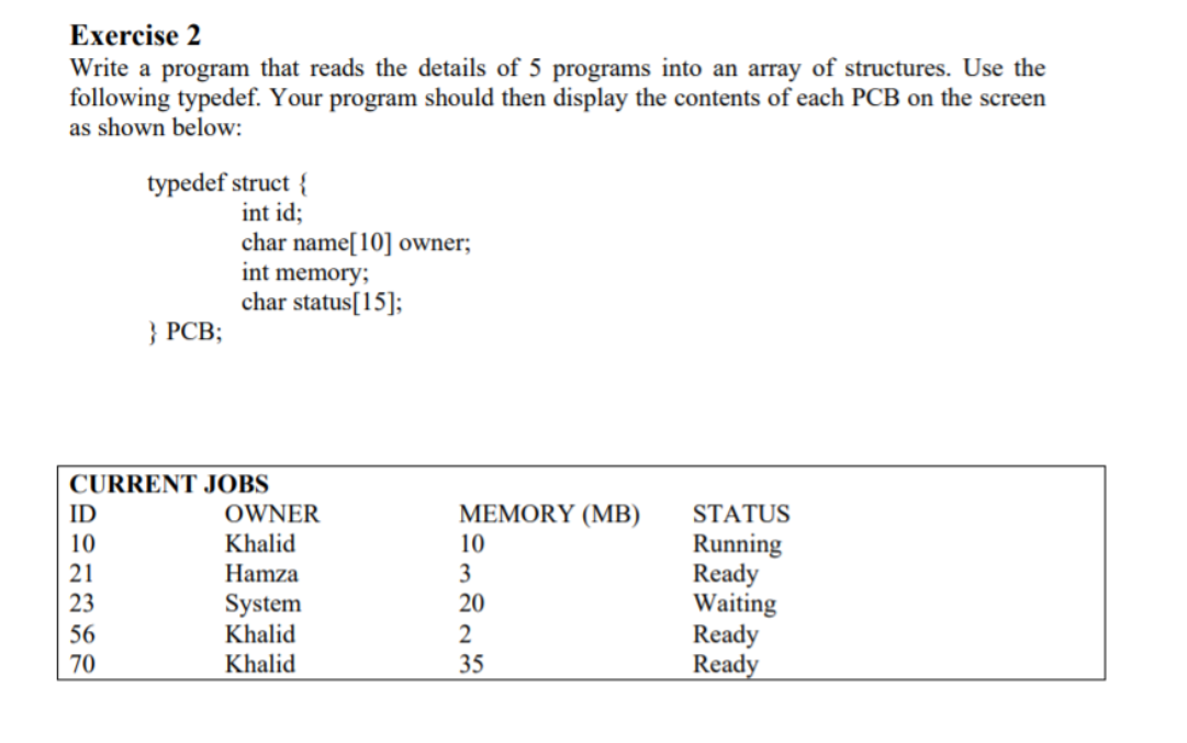 Solved Exercise 2 Write a program that reads the details of | Chegg.com