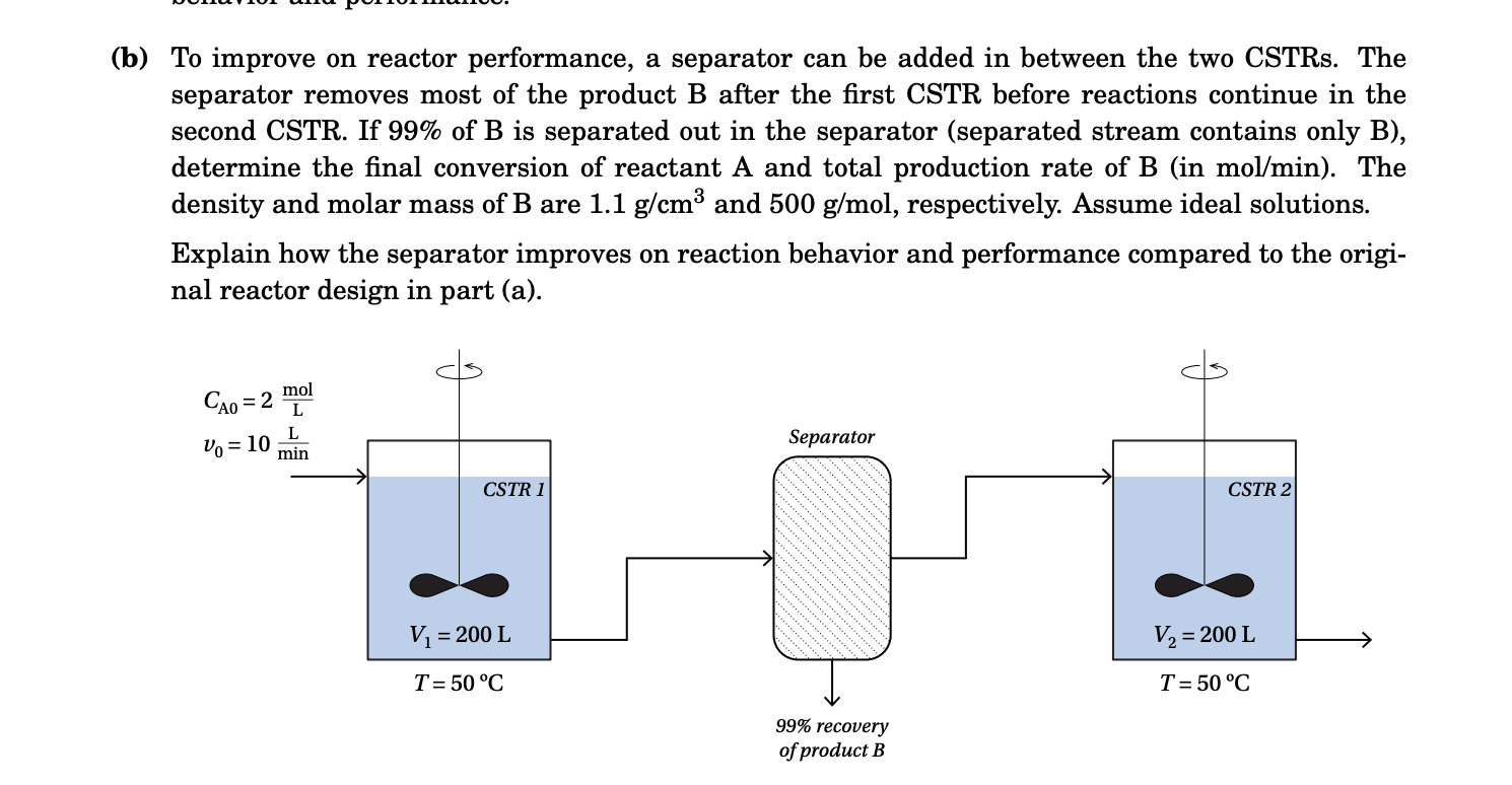 3. Multiple Reactions / Multiple Reactors | CSTR I | Chegg.com