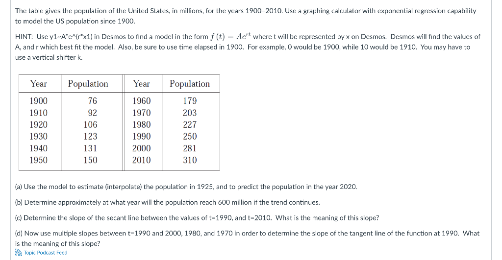 Solved Complete the following two problems by using Desmos | Chegg.com