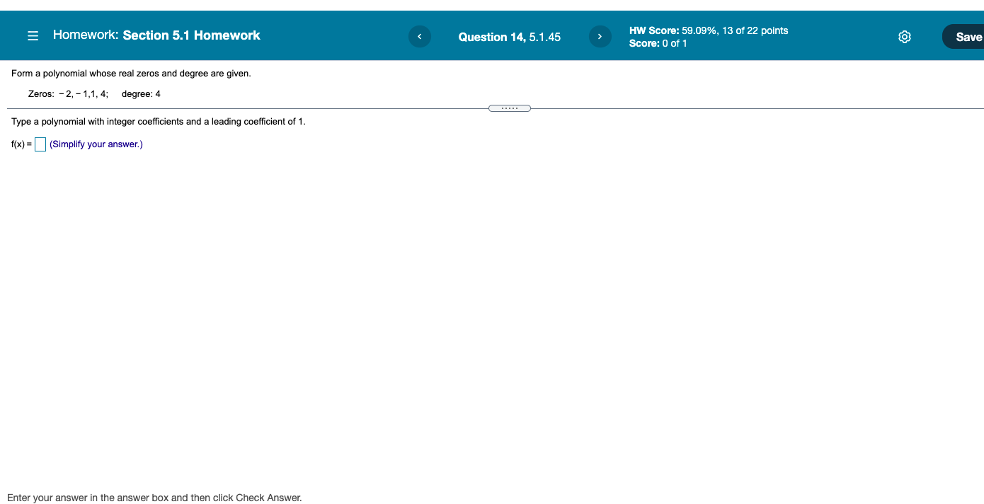Solved Homework Section 5 1 Homework Question 14 5 1 45