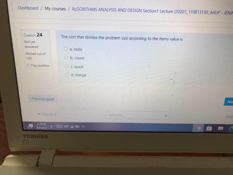 Solved Dashboard | My courses I ALGORITHMS ANALYSIS AND | Chegg.com