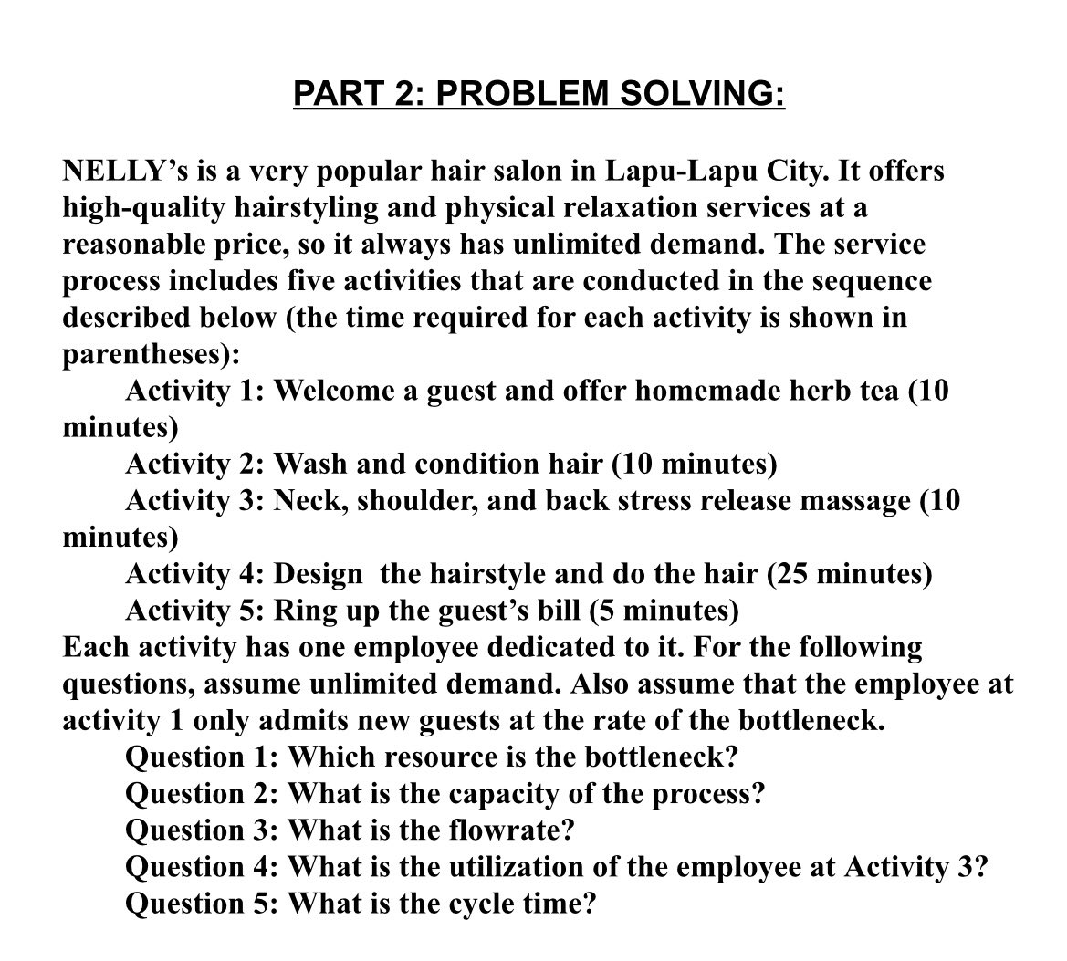 Solved PART 2: PROBLEM SOLVING: NELLY's is a very popular | Chegg.com