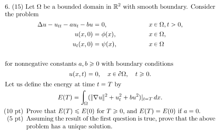 Solved 6. (15) Let 2 be a bounded domain in R2 with smooth | Chegg.com