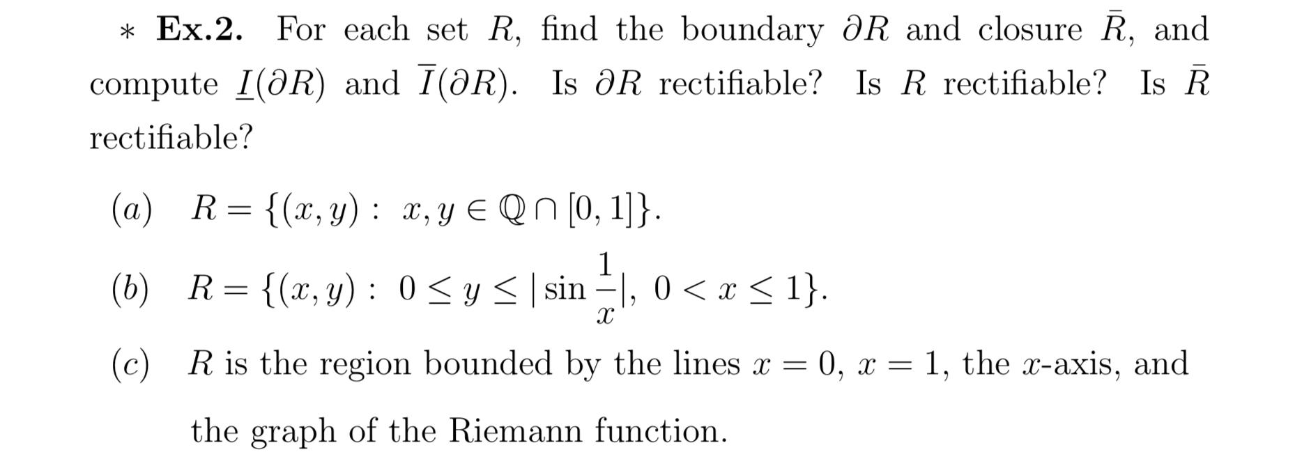 Solved * Ex.2. For each set R, find the boundary aR and | Chegg.com