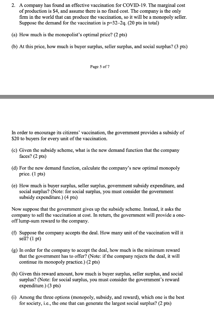 2. A company has found an effective vaccination for | Chegg.com