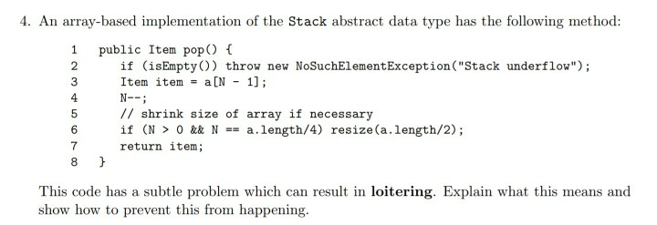 Solved 4. An array-based implementation of the Stack | Chegg.com