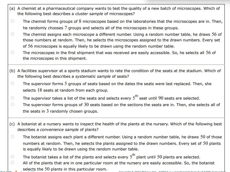 Solved he randomly chooses / groups and selects all of the | Chegg.com
