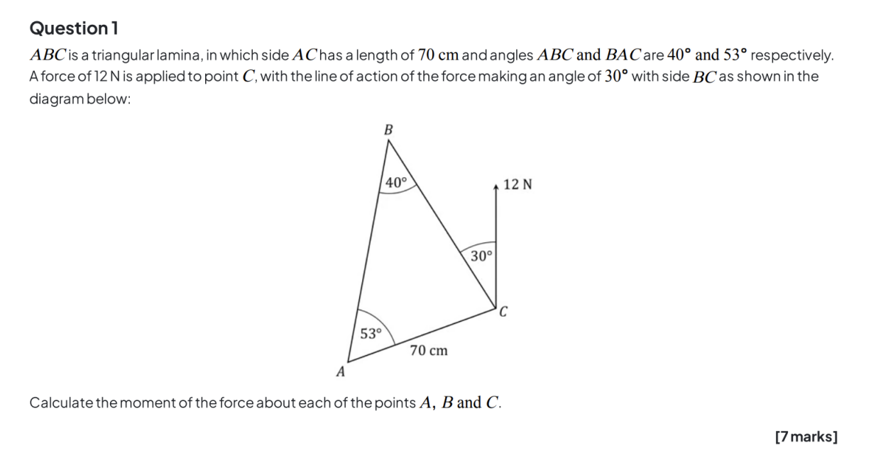 Solved Question 1ABC is a triangular lamina, in which side | Chegg.com