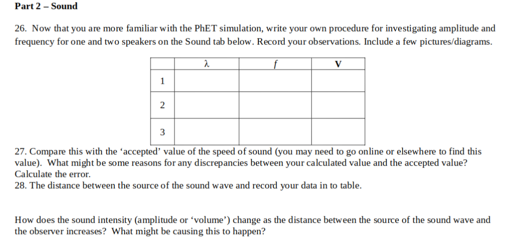 Part 2 - Sound 26. Now that you are more familiar | Chegg.com