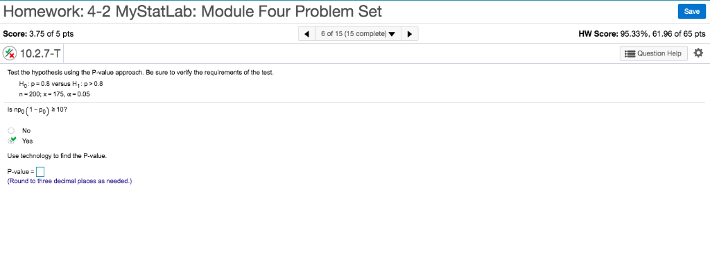 Solved Homework: 4-2 MyStatLab: Module Four Problem Set Save | Chegg.com