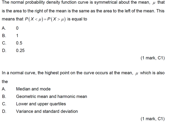 Solved The normal probability density function curve is | Chegg.com
