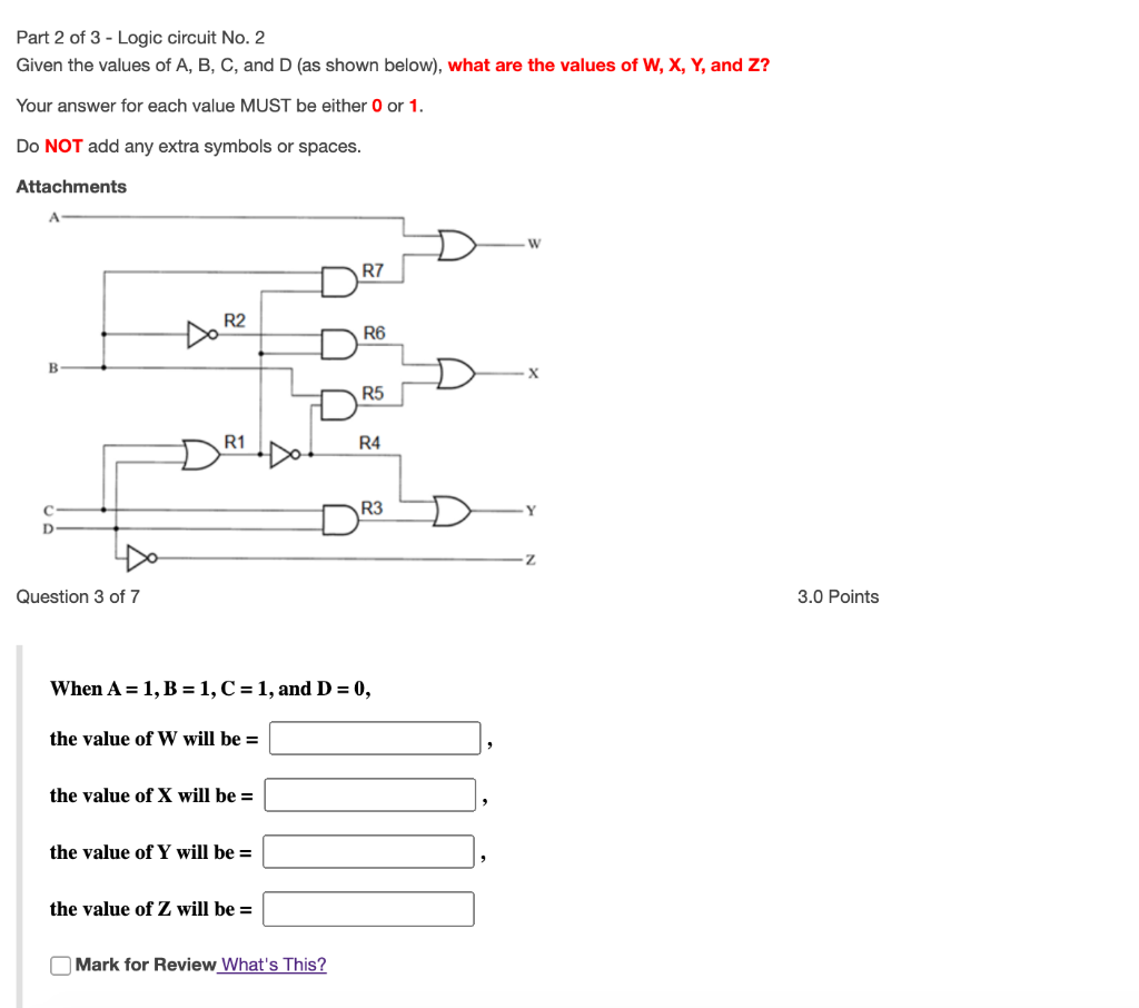Solved Part 2 of 3 - Logic circuit No. 2 Given the values of | Chegg.com