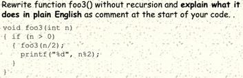 Solved Rewrite function foo30) without recursion and explain | Chegg.com