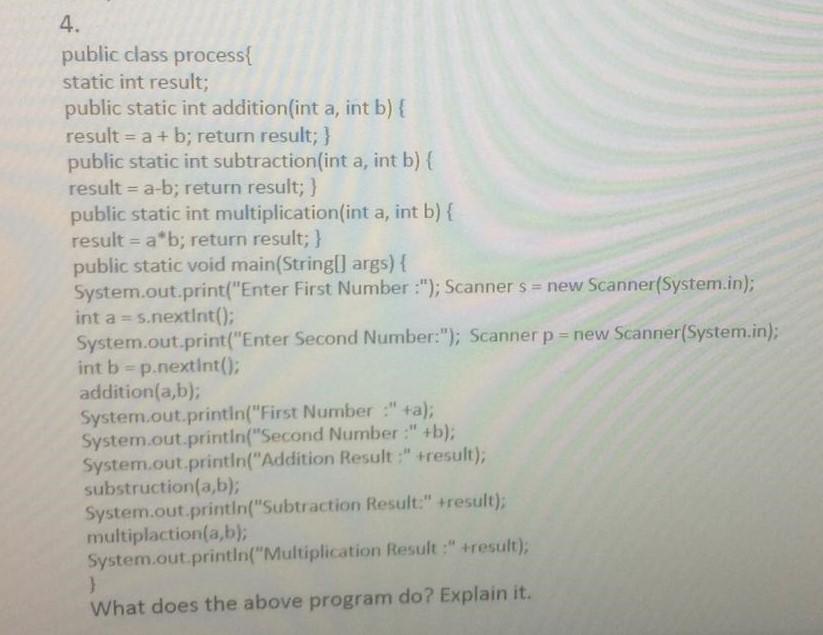 Solved 4 Public Class Process Static Int Result Public 