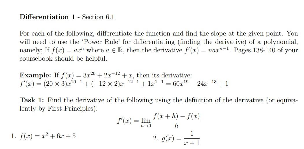 Solved For each of the following, differentiate the function | Chegg.com