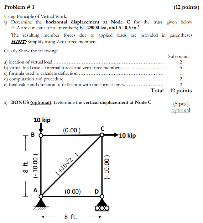 Solved Problem #1 (12 points) Using Principle of Virtual | Chegg.com