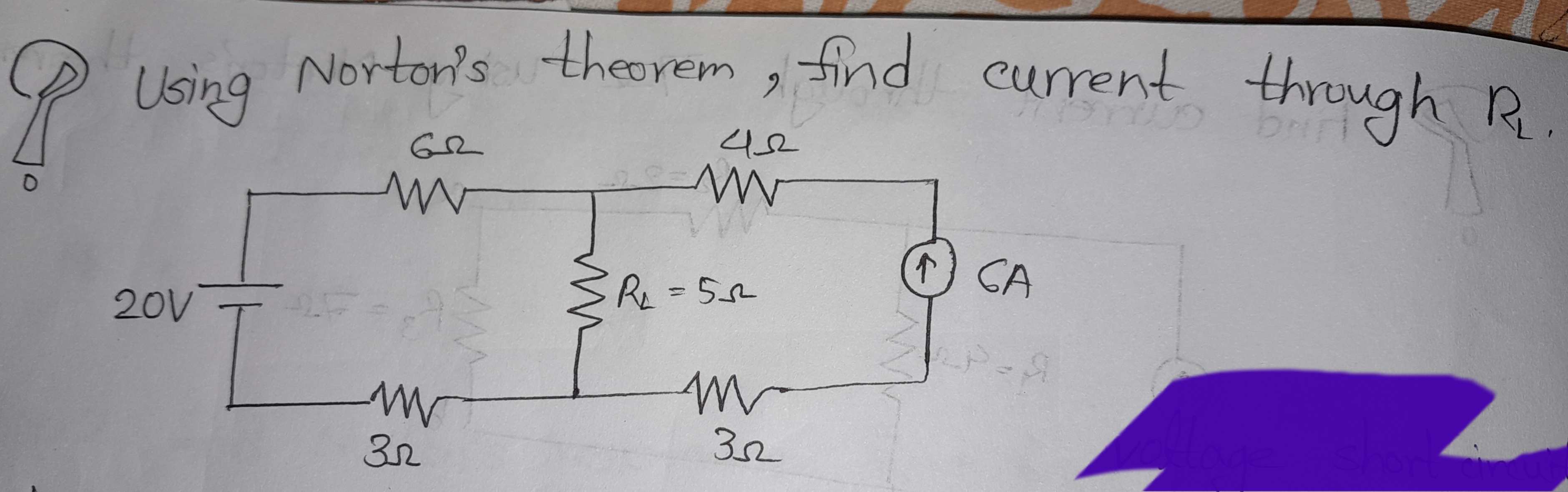 Solved Using Norton's theorem, find current through P | Chegg.com