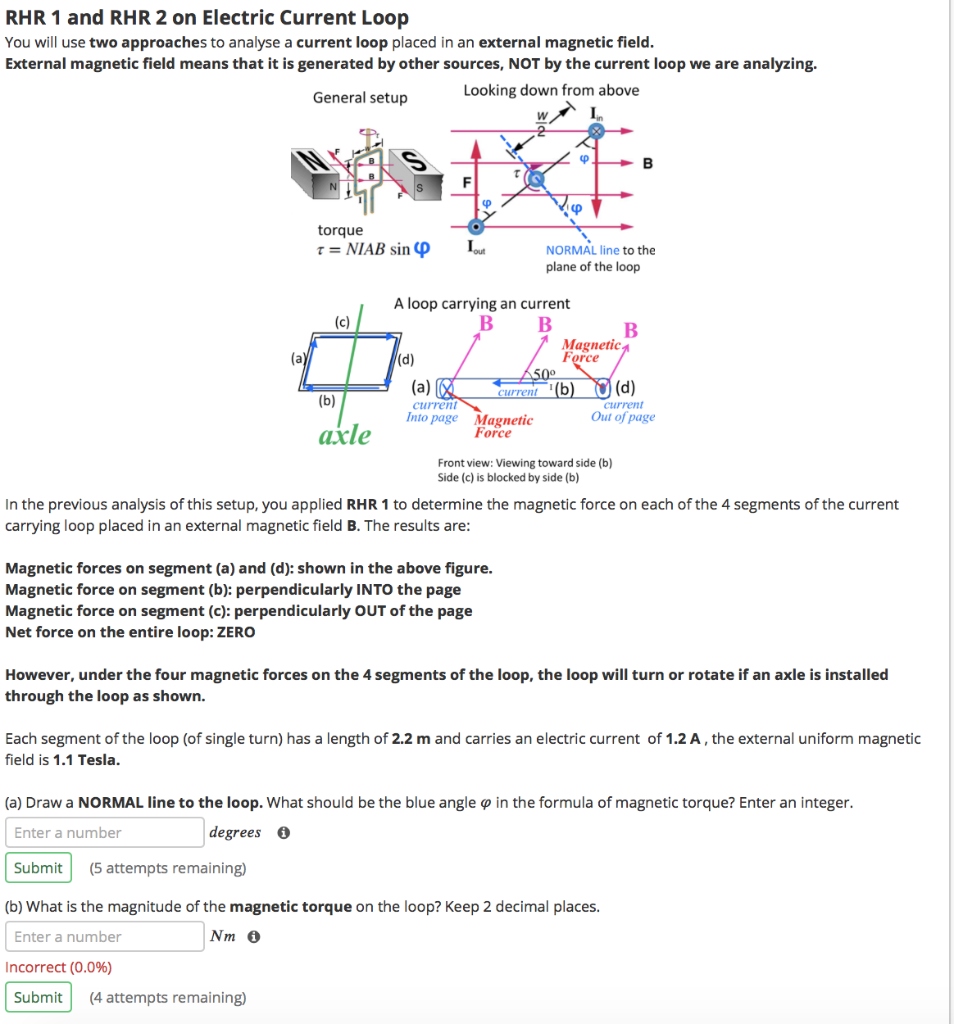 Solved RHR 1 and RHR 2 on Electric Current Loop You will use | Chegg.com
