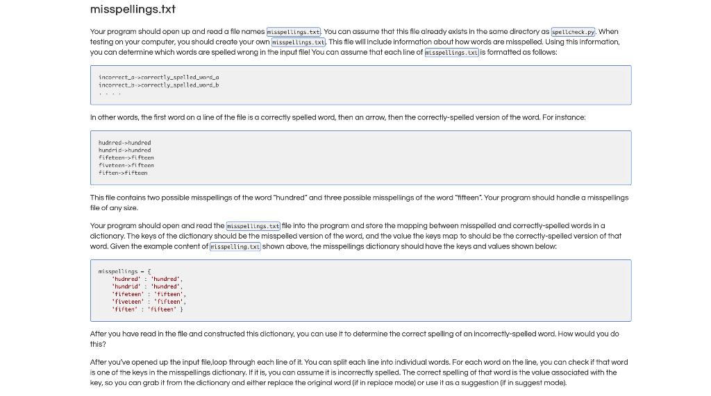 Solved Program behavior The spell checking program should be | Chegg.com