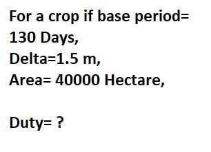 Solved For a crop if base period= 130 Days, Delta=1.5 m, | Chegg.com