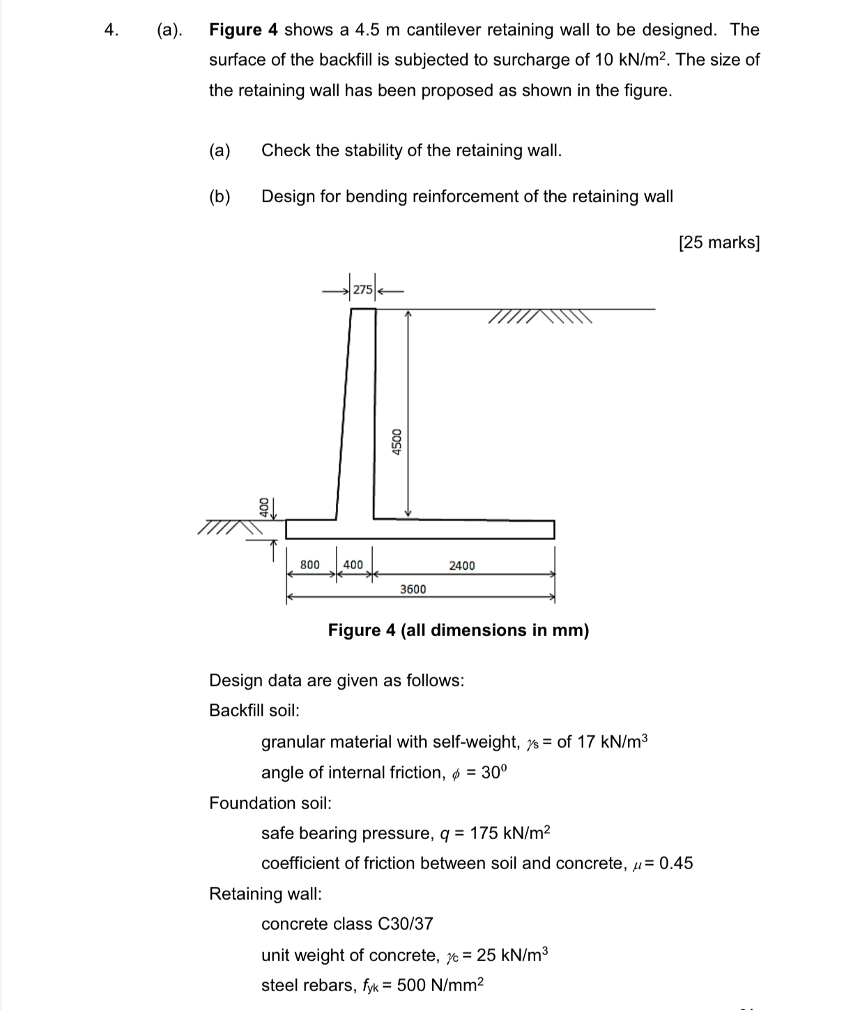 Cantilever Retaining Wall Backfill Design