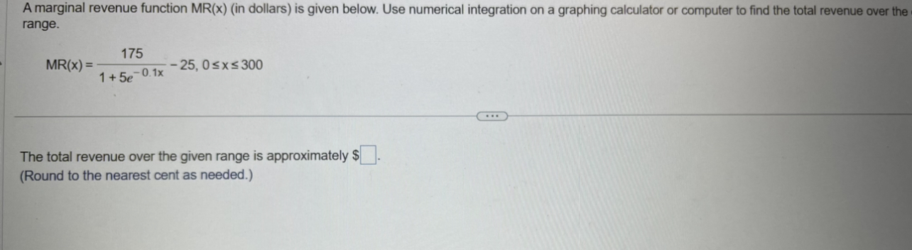 Solved A marginal revenue function MR(x) (in dollars) is | Chegg.com
