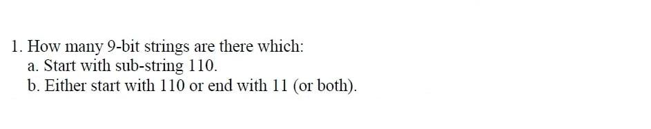 Solved 1. How many 9-bit strings are there which: a. Start | Chegg.com