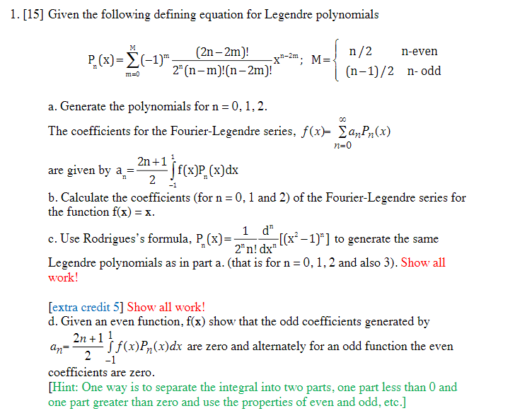 Solved 1. [15] Given the following defining equation for | Chegg.com