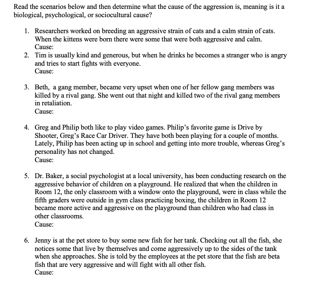 Solved Read the scenarios below and then determine what the | Chegg.com