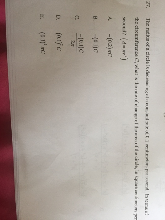 Solved 27. The radius of a circle is decreasing at a | Chegg.com