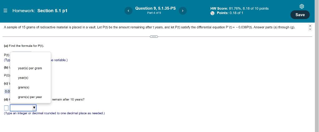 Solved Homework Section 5 1 P1 Question 9 5 1 35 Ps Part
