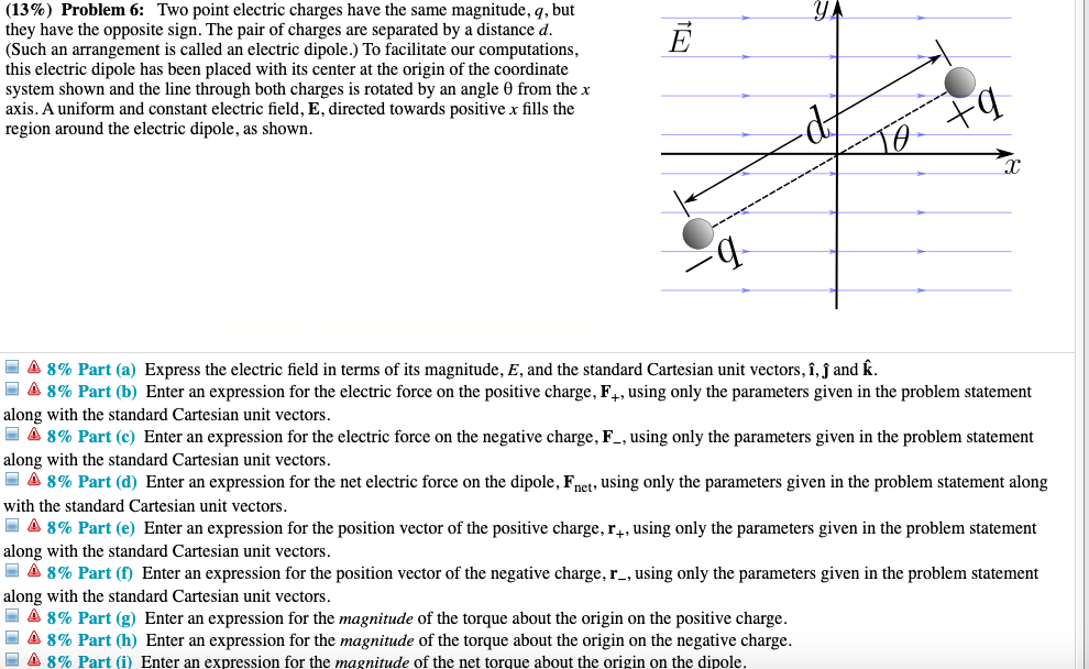 Solved: (13%) Problem 6: Two Point Electric Charges Have T... | Chegg.com