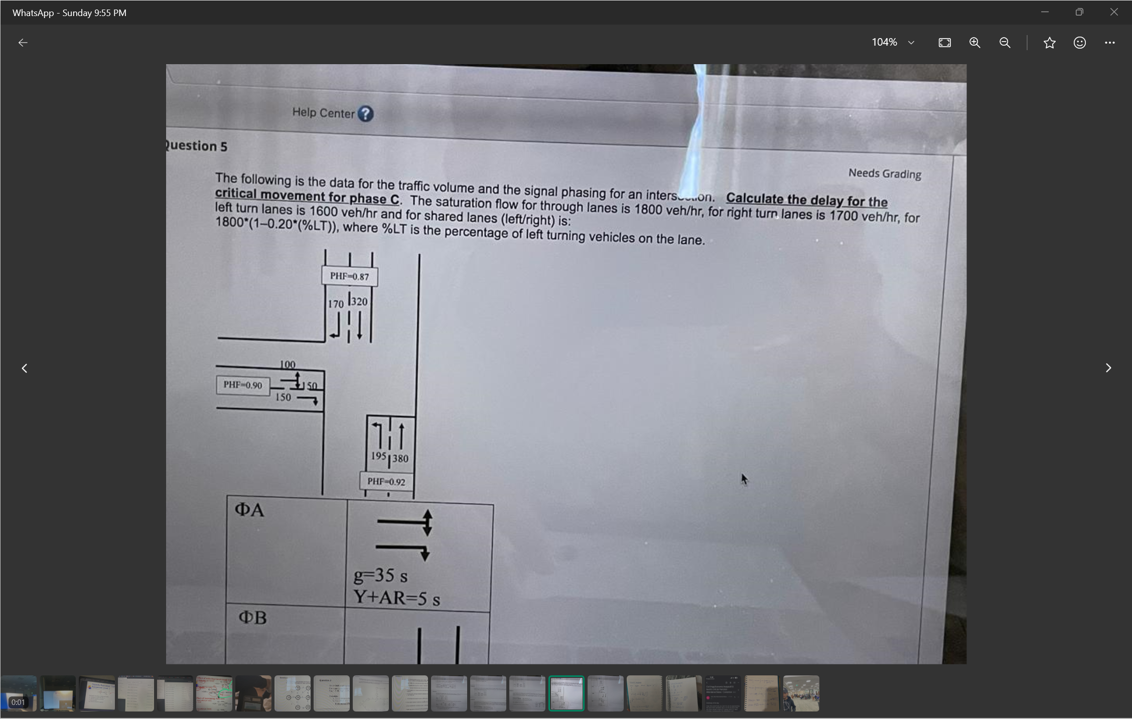 Solved question 5The following is the data for the traffic | Chegg.com