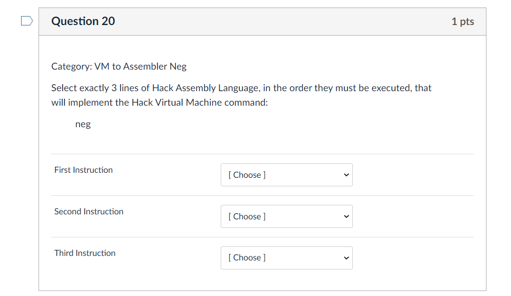 Solved Category: VM to Assembler Neg Select exactly 3 lines | Chegg.com
