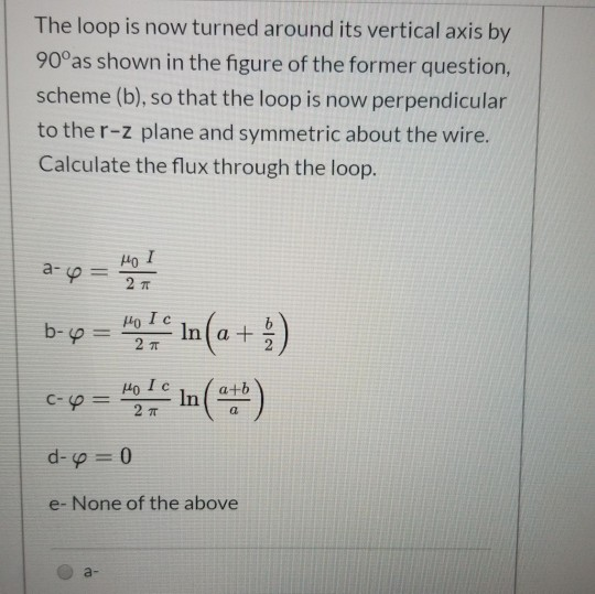 Solved The loop is now turned around its vertical axis by 90 | Chegg.com