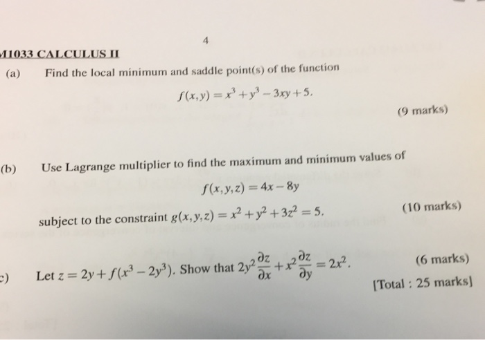 Solved 4 M1033 CALCULUSI (a) Find the local minimum and | Chegg.com