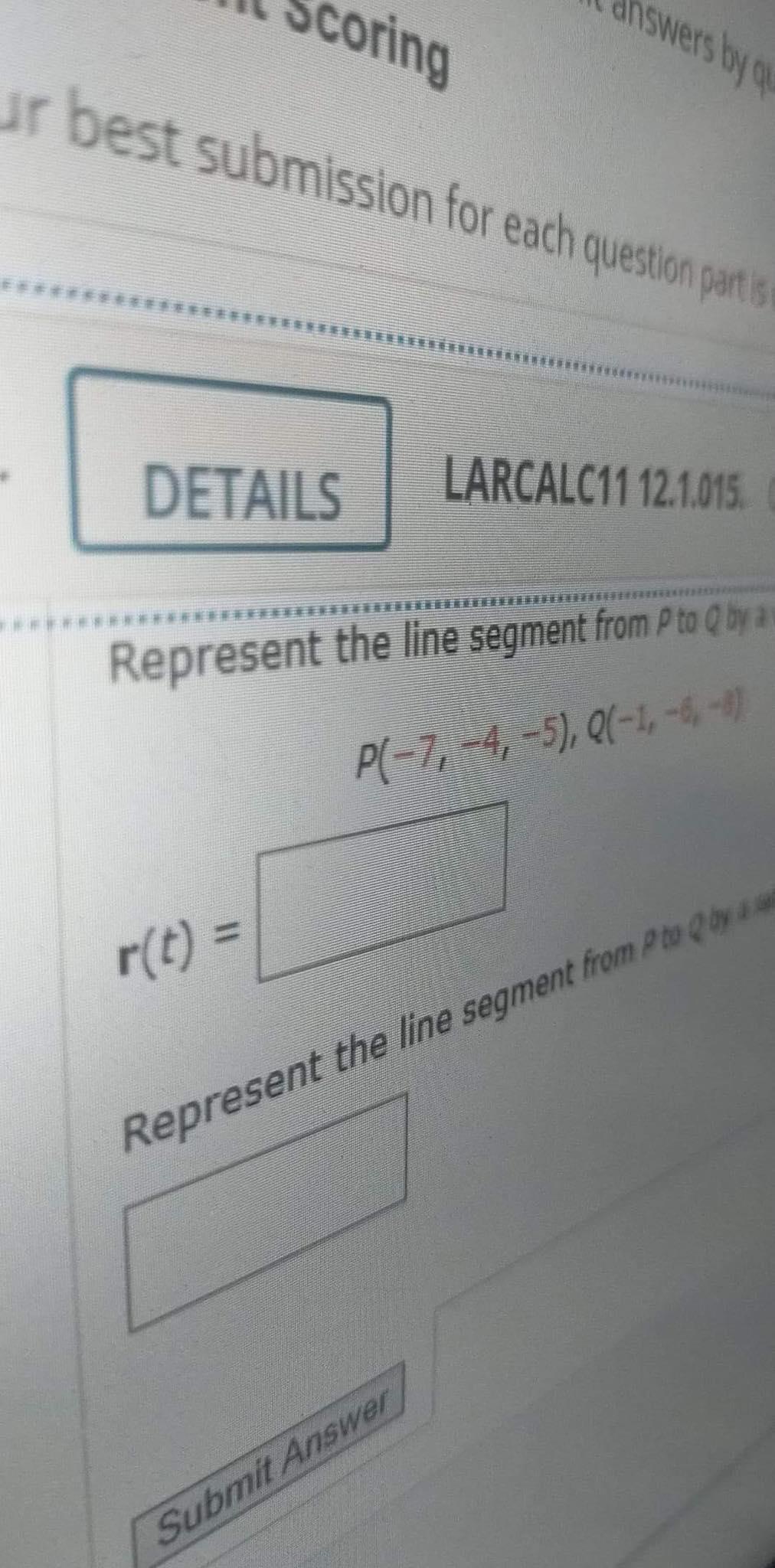 Solved part 1 rerrepresent the line segment from P to Q by | Chegg.com