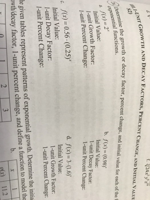 Solved H AND DECAY FACTORS, PERCENT CHANGE, AND INITIAL | Chegg.com