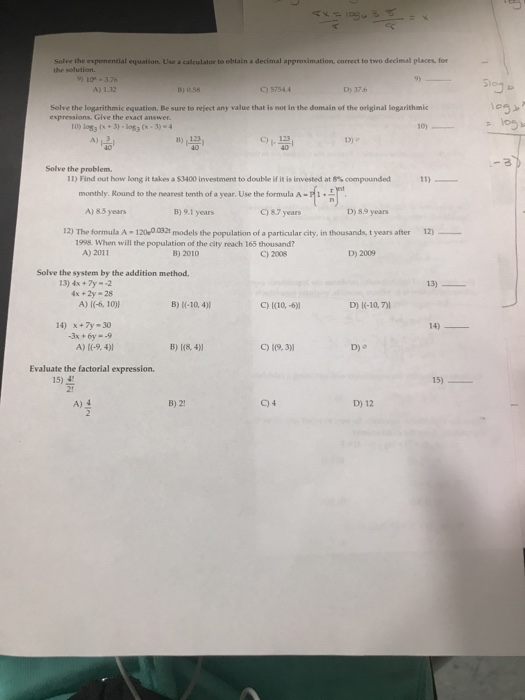 Solved Test 2 Name MULTIPLE CHOICE. Choose Find the domain | Chegg.com