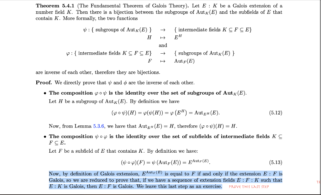 Solved Theorem 5.4.1 (The Fundamental Theorem of Galois | Chegg.com