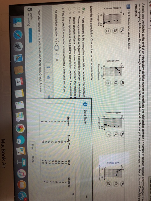 Solved A study was conducted at the end of an introductory | Chegg.com