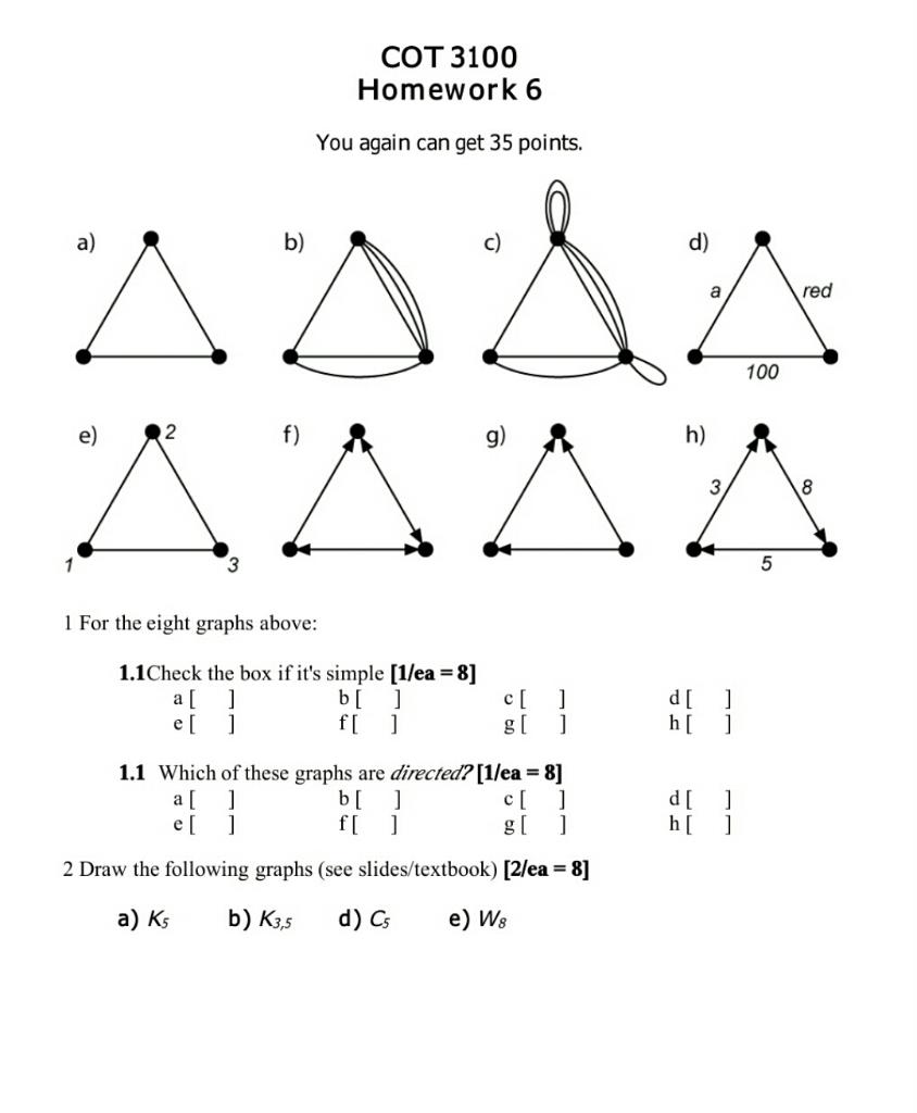 Solved COT 3100 Homework 6 You again can get 35 points. AAAA | Chegg.com