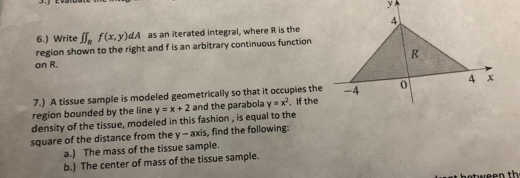 Solved 6.) Write ∬Rf(x,y)dA as an iterated integral, where R | Chegg.com