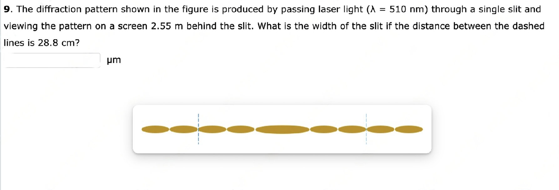 Solved The Diffraction Pattern Shown In The Figure Is