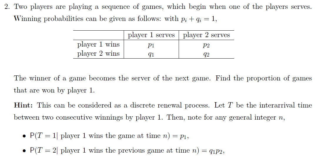 2. Two players are playing a sequence of games, which | Chegg.com