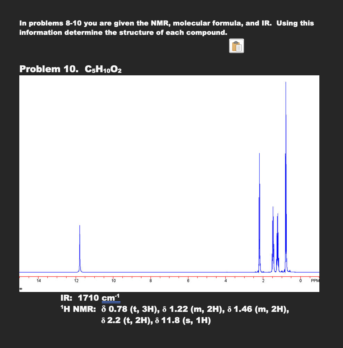 Solved In problems 8-10 you are given the NMR, molecular | Chegg.com