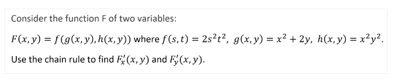 Solved Consider the function F of two variables: | Chegg.com