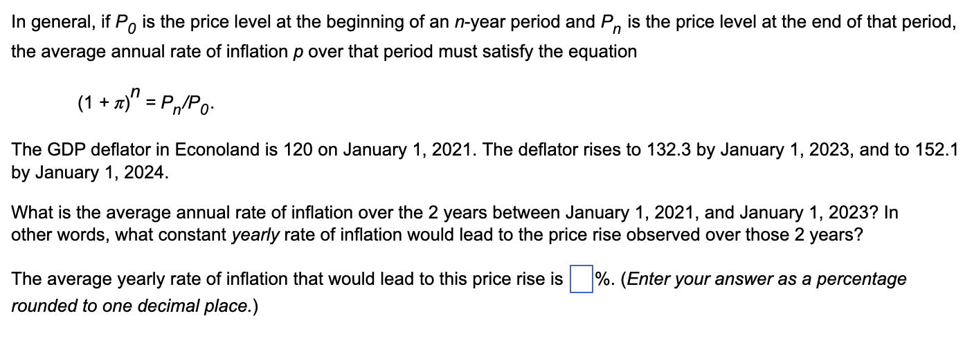 Solved In general, if P0 is the price level at the beginning | Chegg.com