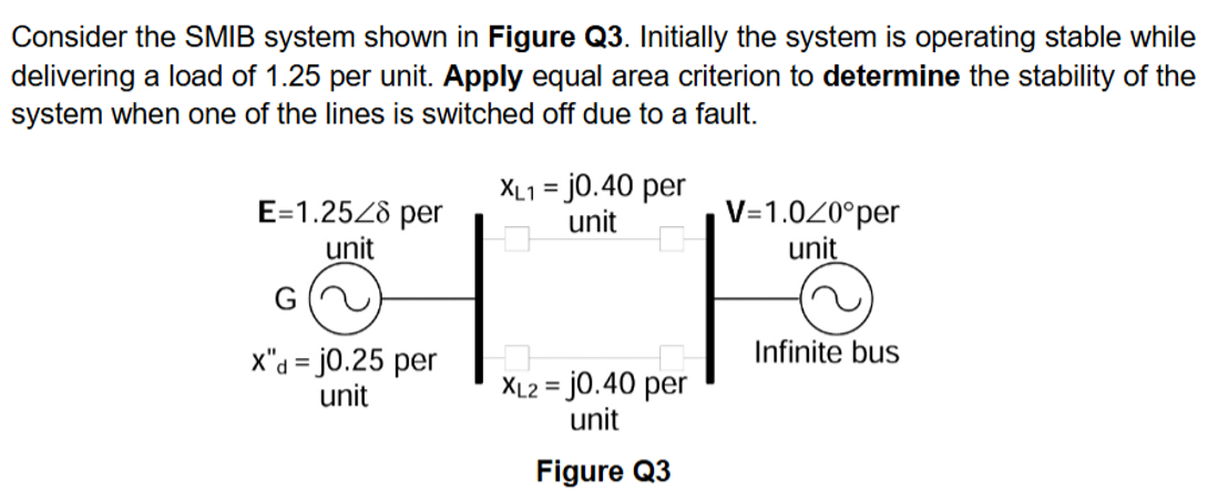 Solved Consider the SMIB system shown in Figure Q3. | Chegg.com
